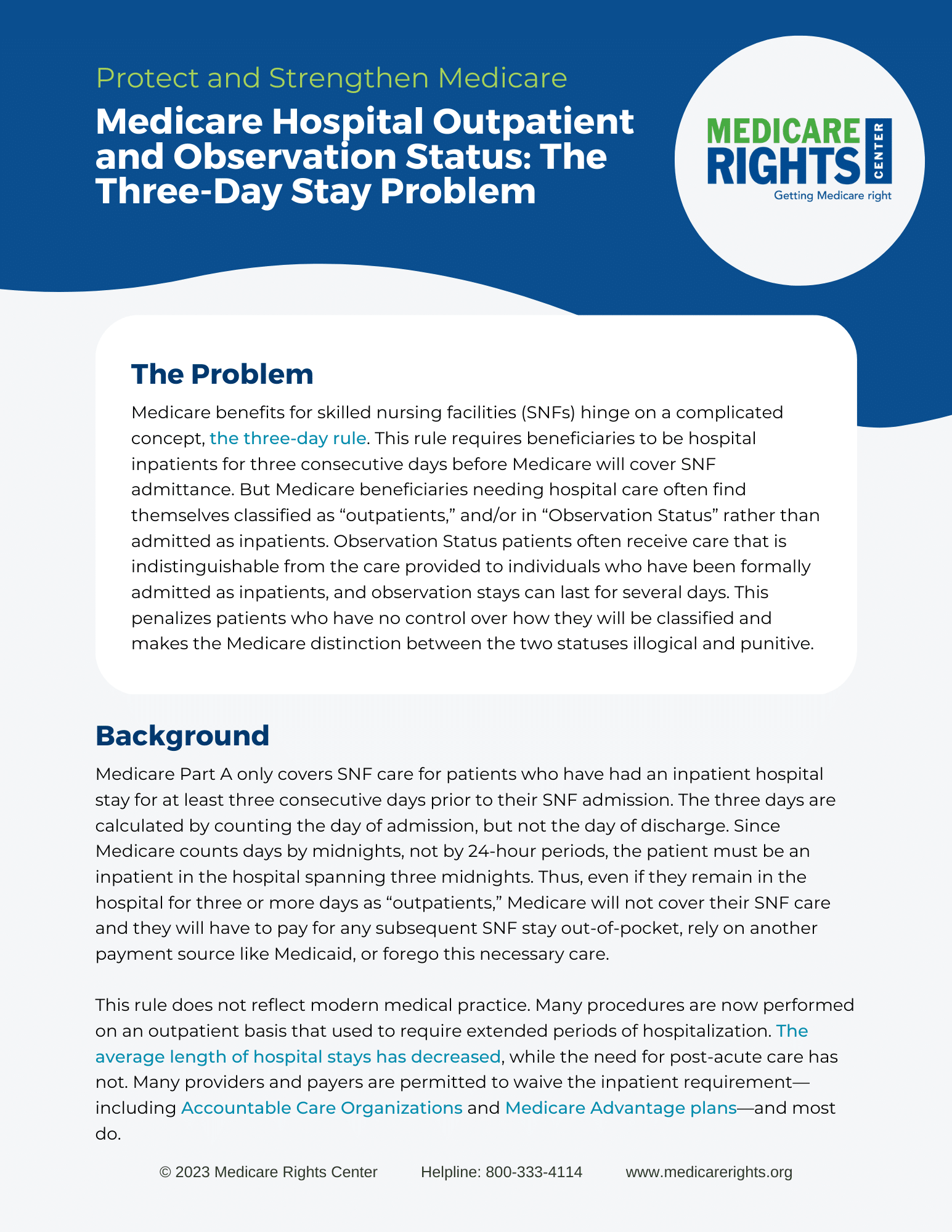 Medicare Hospital Outpatient and Observation Status: The Three-Day Stay ...